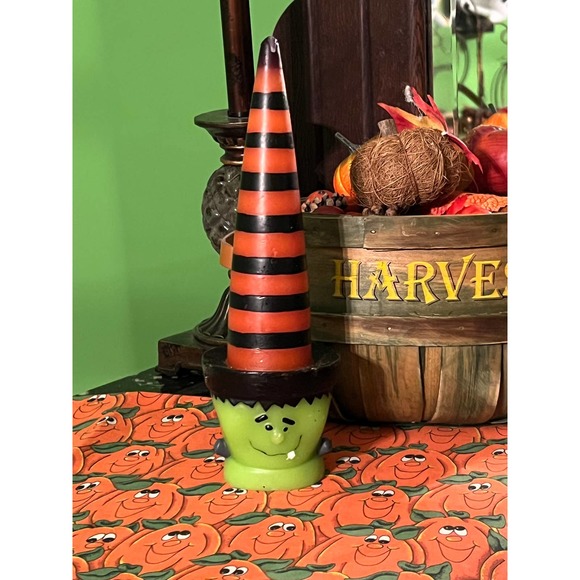 Accents | Vintage Frankenstein Candle Tall Hat Frankenstein Candy Corn ...
